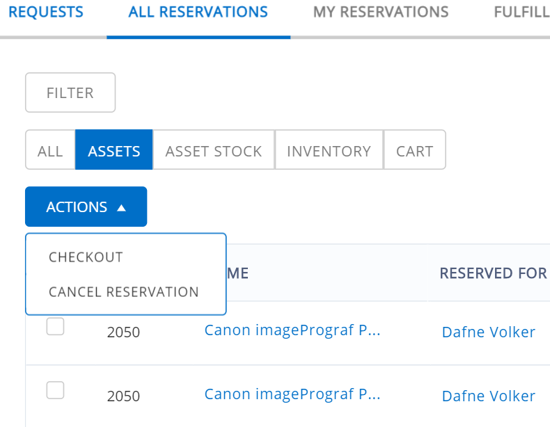Item Reservations in EZOfficeInventory