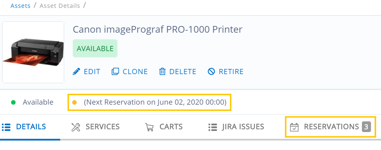 Item Reservations in EZOfficeInventory