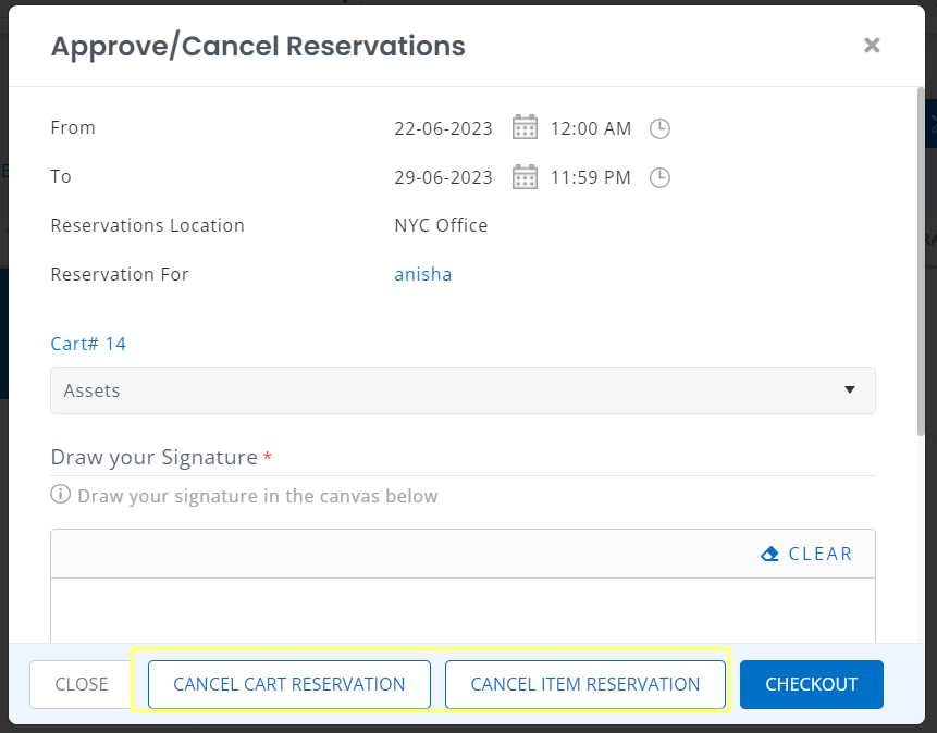 Item Reservations in EZOfficeInventory